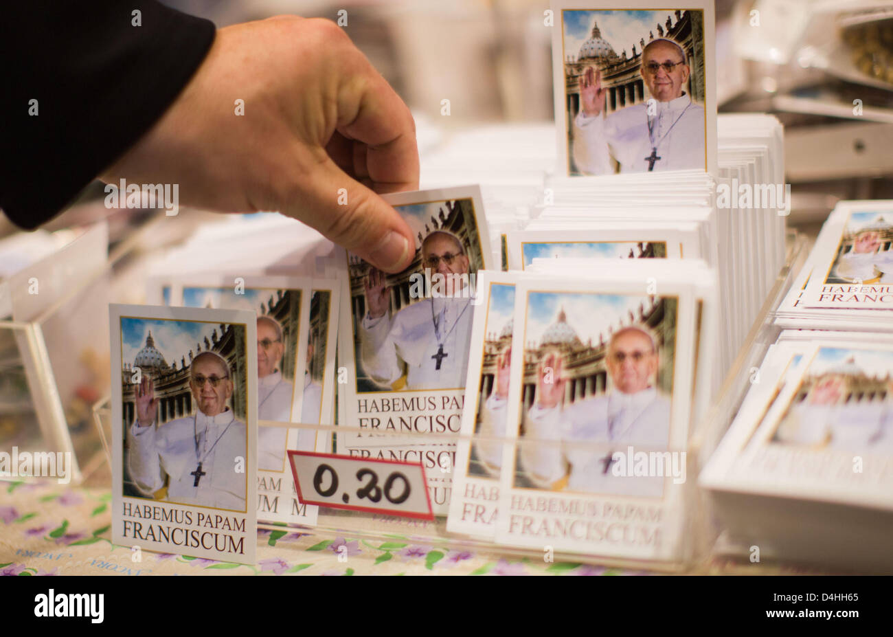 Photo cards of the newly elected pope, Pope Francis are sold in the ...