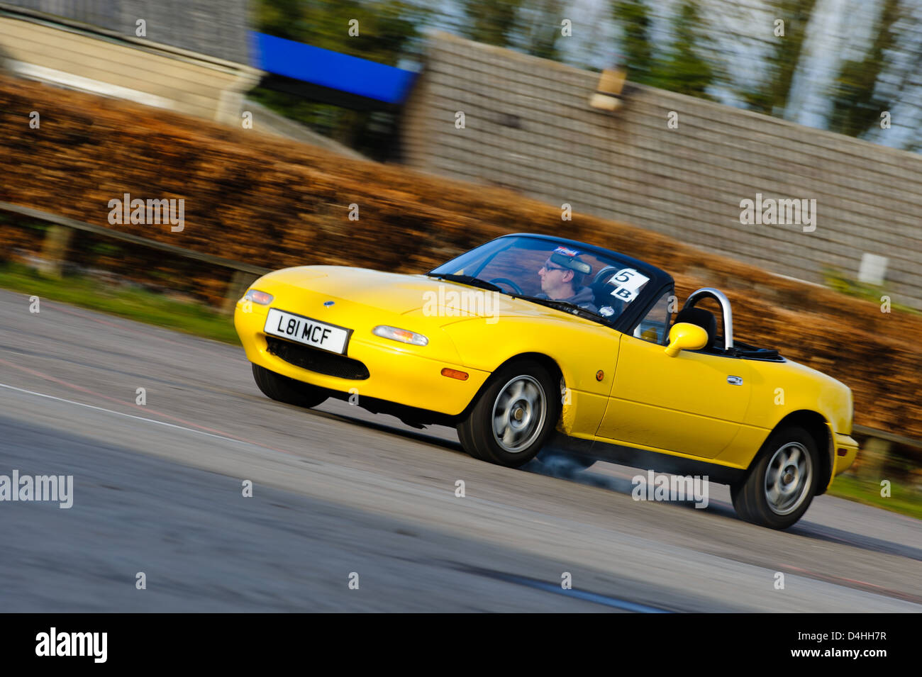 A car taking part in an AutoSolo event at Castle Combe Circuit Stock ...
