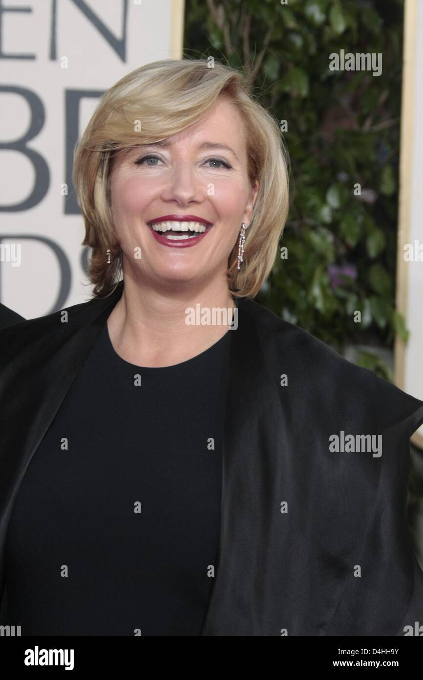 Actress Emma Thompson arrives for the 66th Annual Golden Globe Awards ...