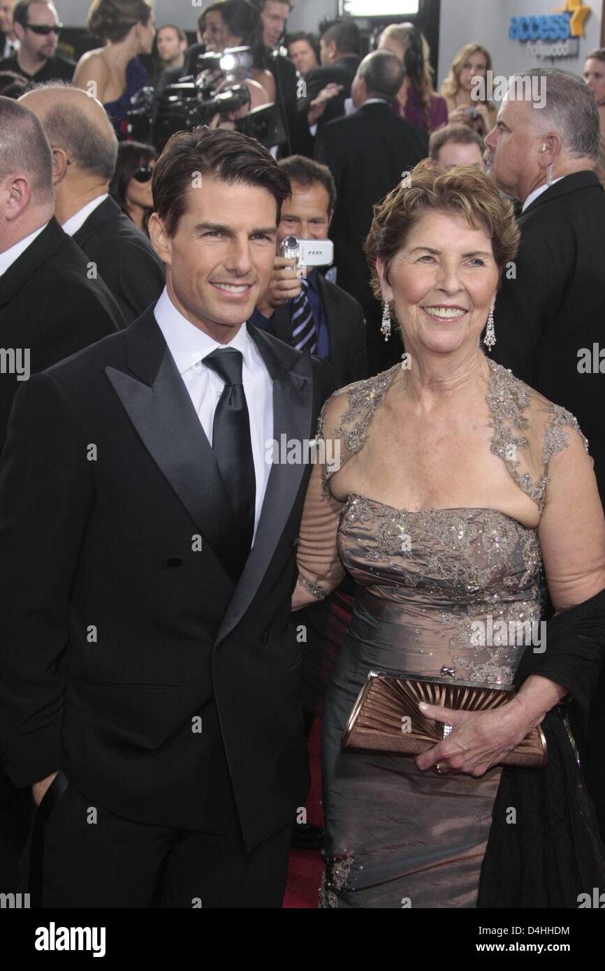 US actor Tom Cruise and his mother Mary Lee Mapother arrive for the ...