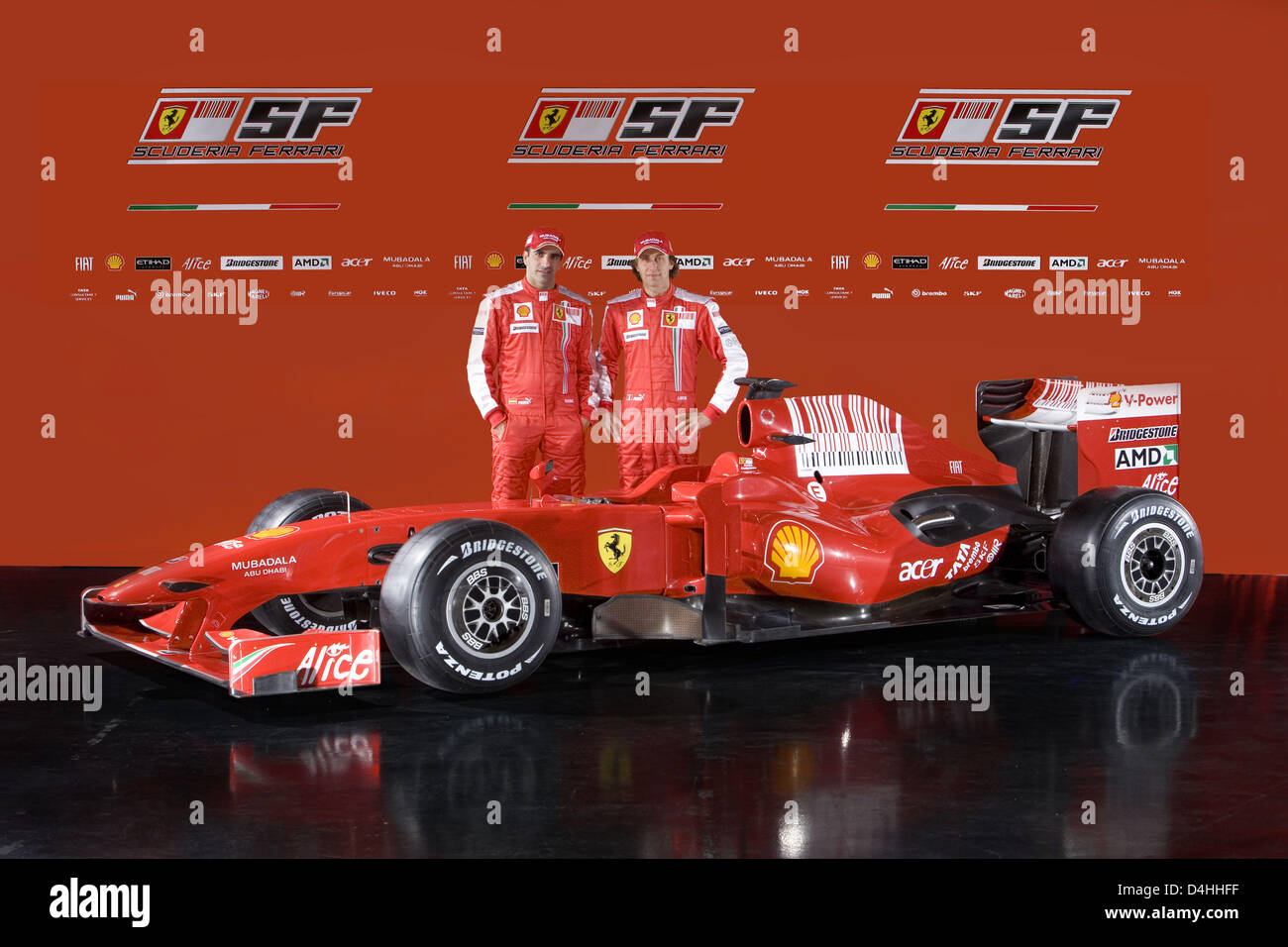 Spanish test pilot Marc Gene (L) and his Italian colleague Luca Badoer ...