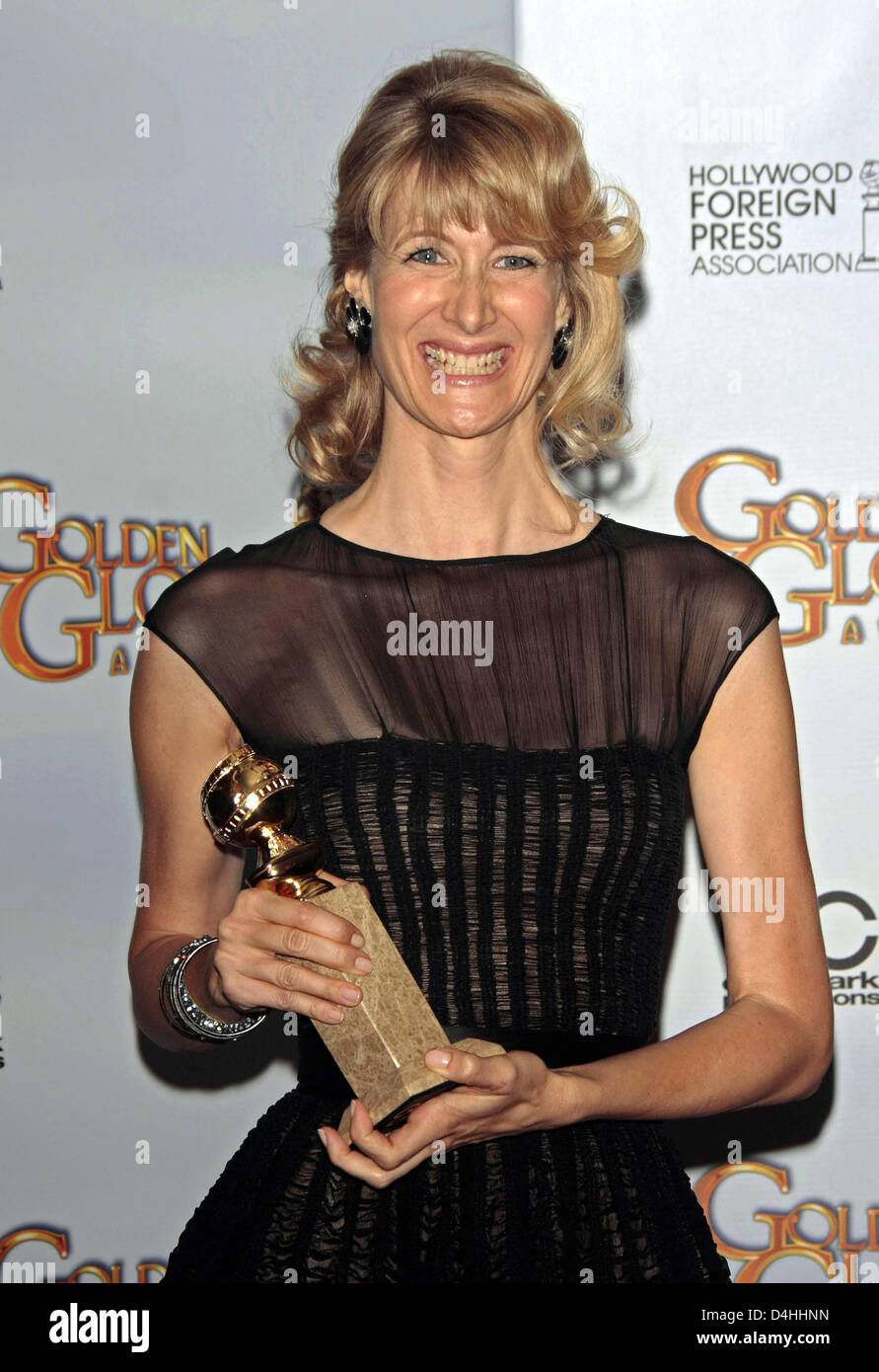 US actress Laura Dern presents her Golden Globe award for Best ...