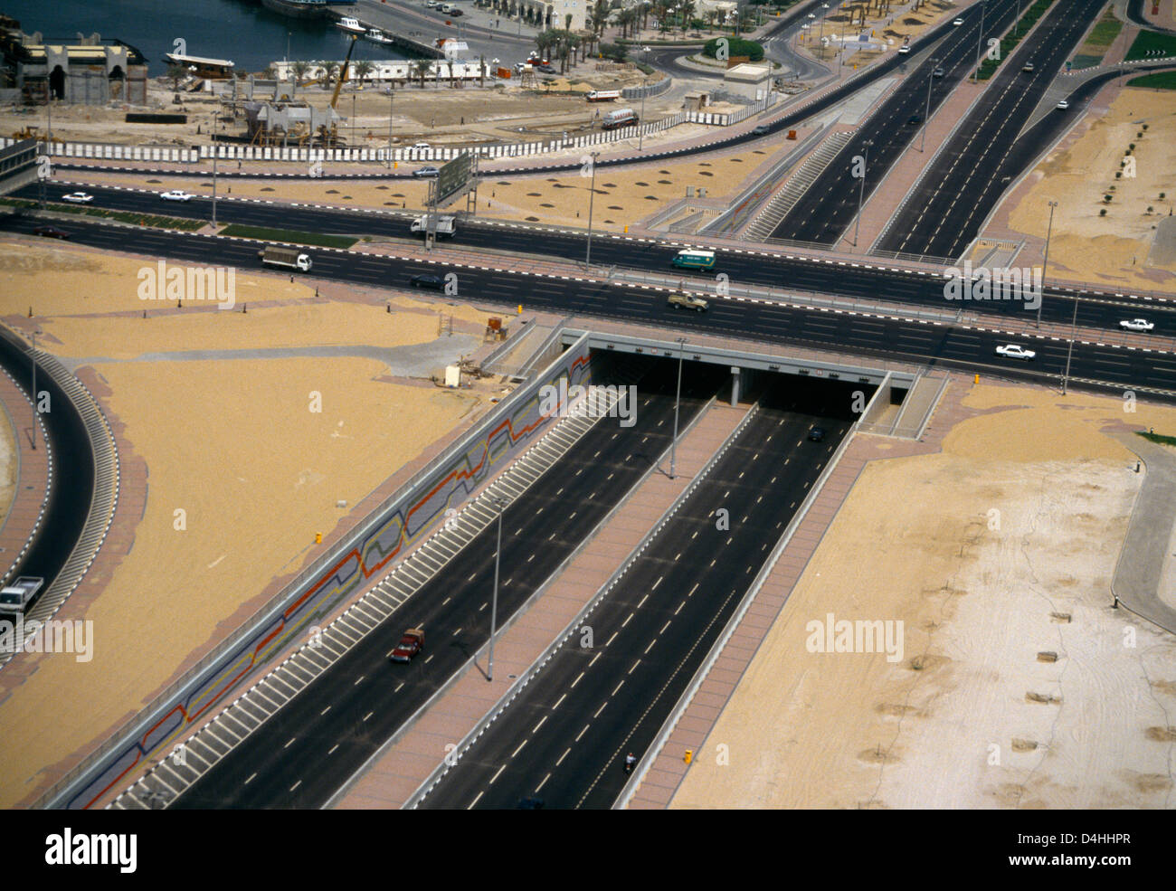 Dubai UAE Aerial Of Cars On Highway Stock Photo - Alamy