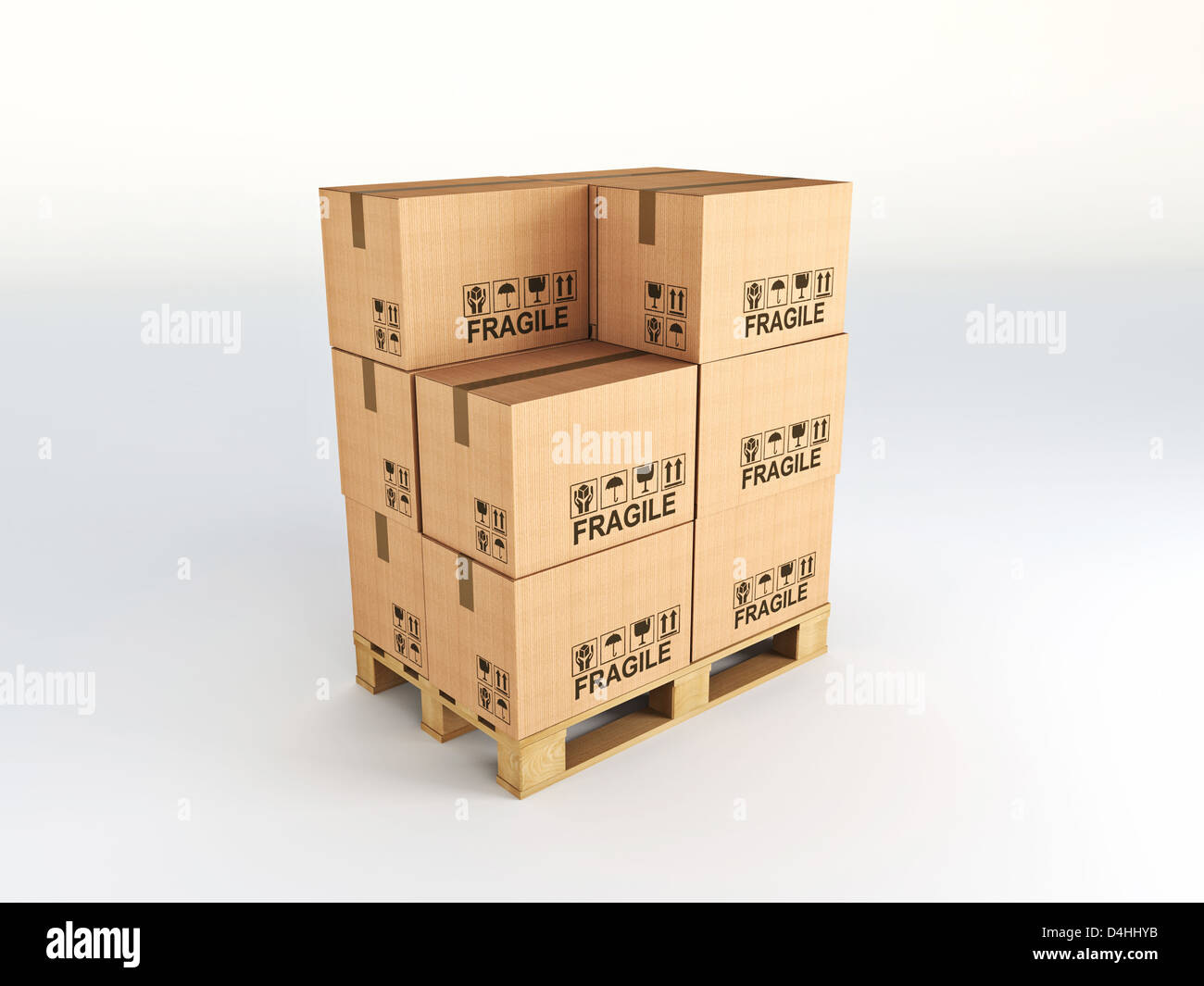 fine image of 3d pallet and classic cardboard boxes Stock Photo - Alamy