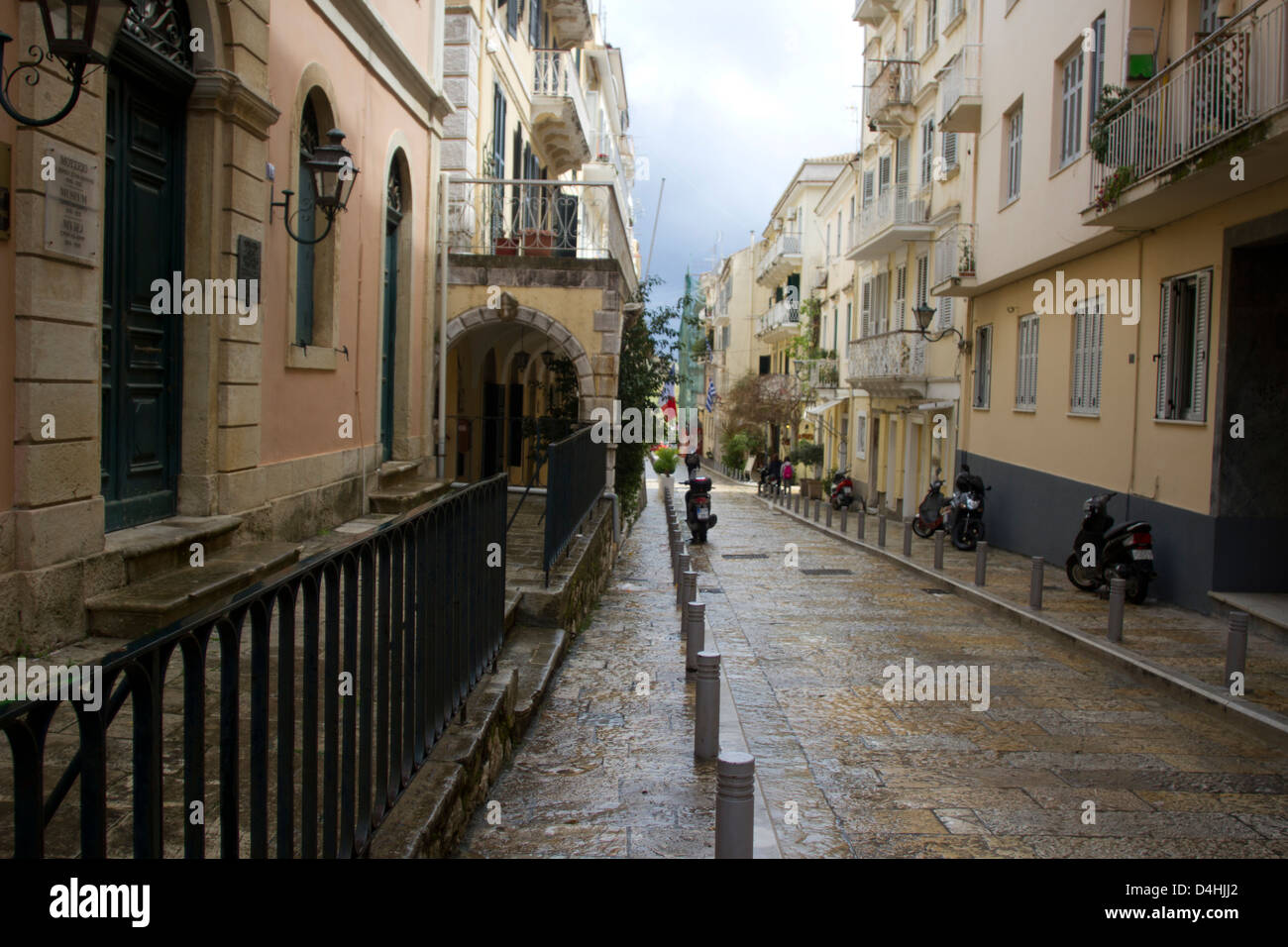 Rainy Day in Corfu Town, Corfu Greece Stock Photo - Alamy