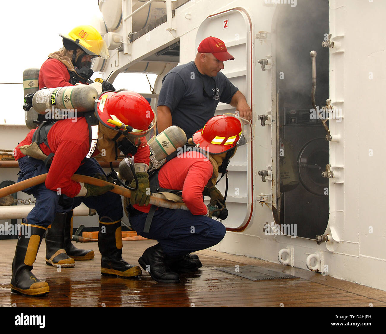 The U.S. Coast Guard conducted damage control drills involving boats ...