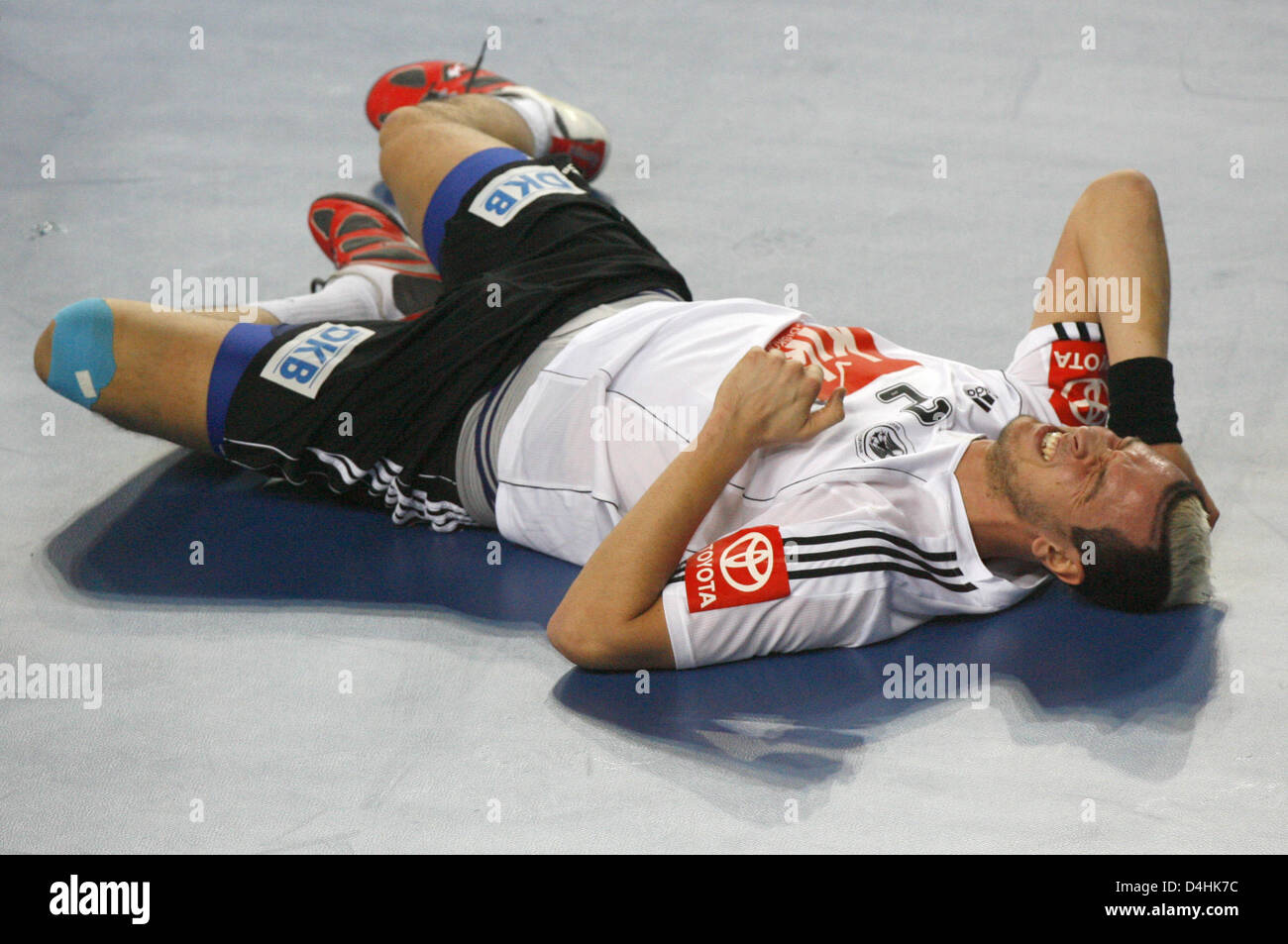 German Pascal Hens lies on the ground during the Handball World ...