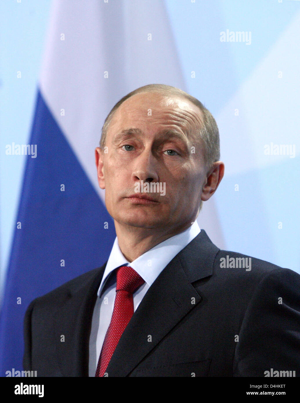 Russian Prime Minister Vladimir Putin pictured during a press conferenc ...