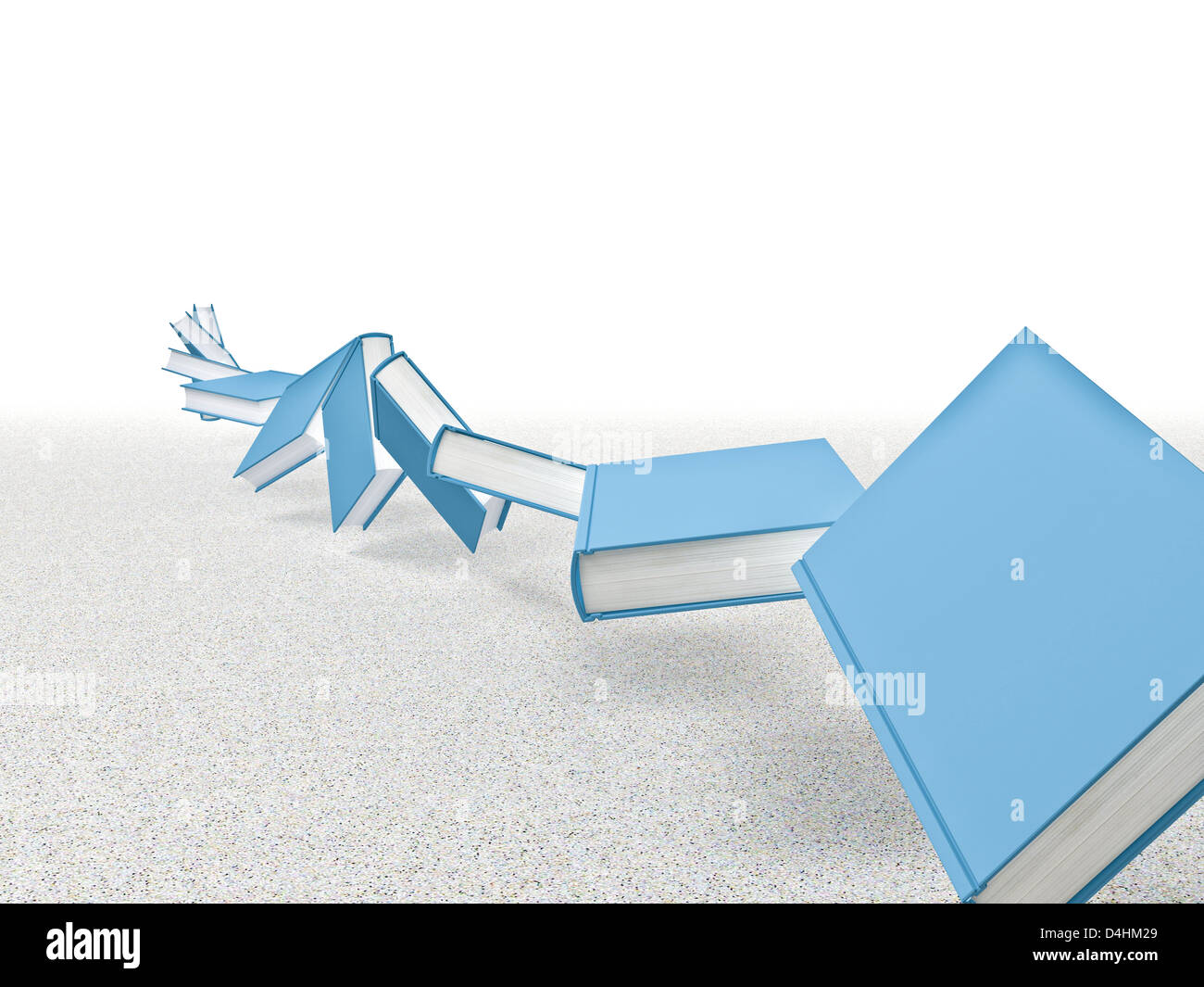 3d image of blue twisted books Stock Photo - Alamy