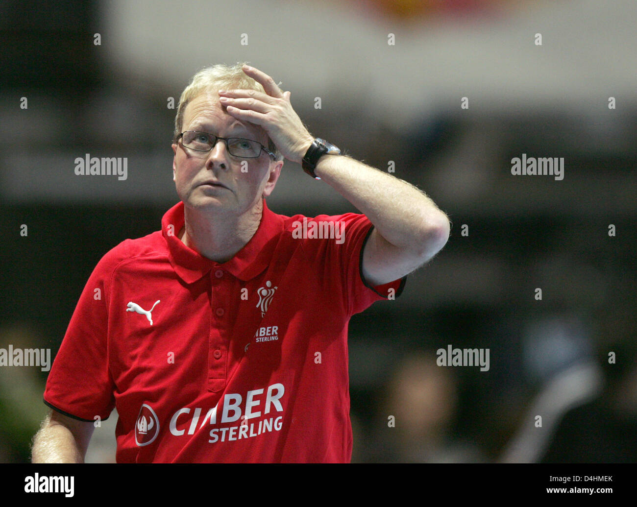 Danish head coach Ulrik Wilbek gestures at the sidelines during the ...
