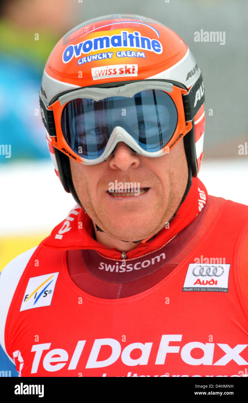 Swiss Didier Cuche is pictured after the training for the downhill ...