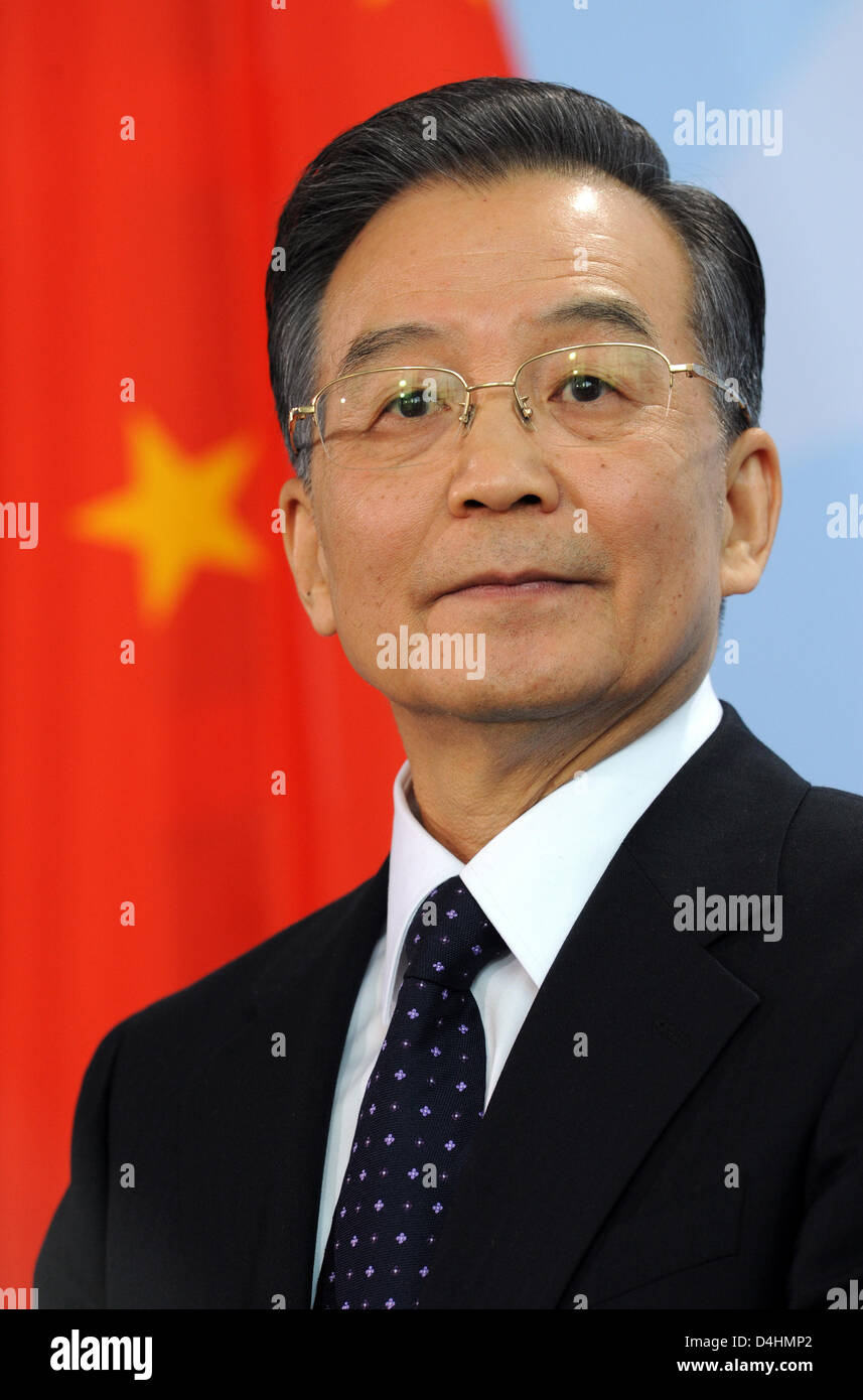 Chinese Prime Minister Wen Jiabao seen during a joint press conference ...