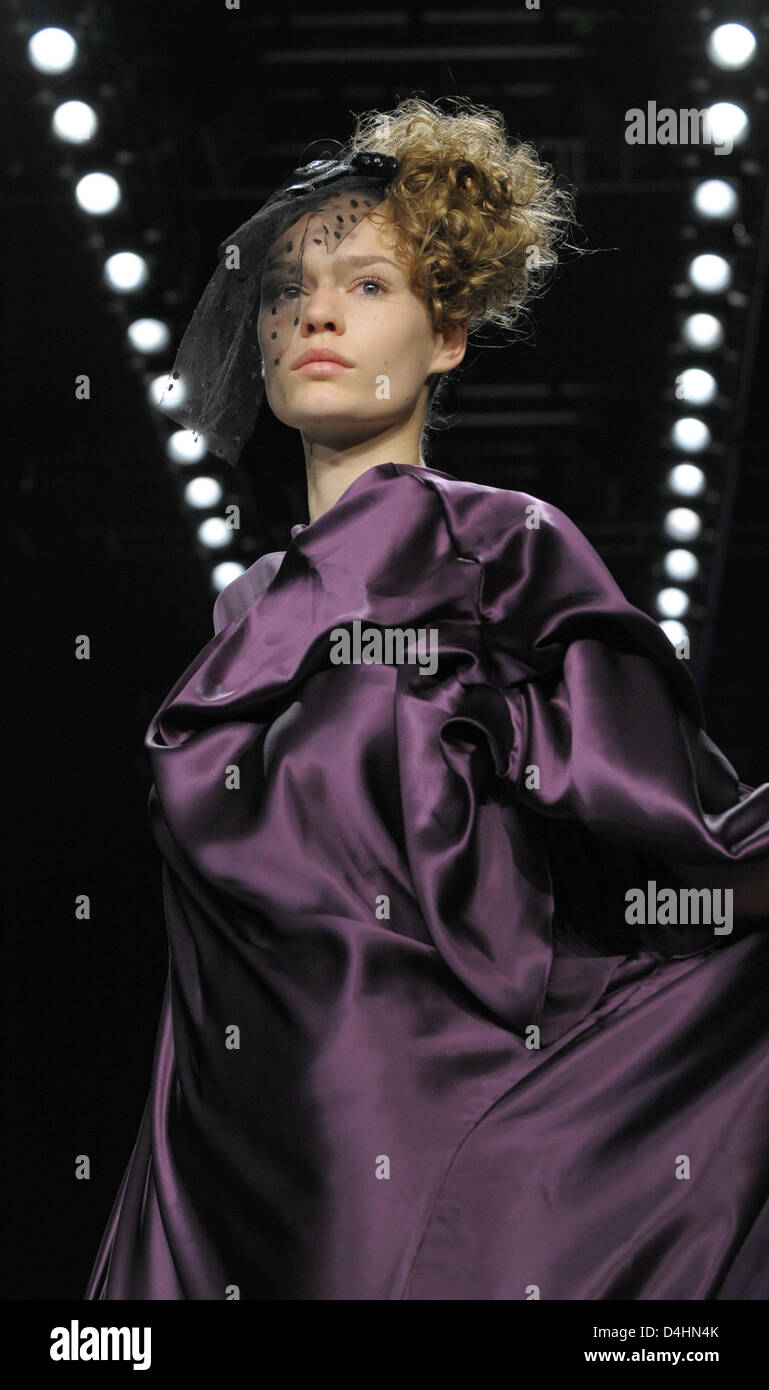 A model presents a creation of the label ?H. Xan Koca? during the Mercedes-Benz Fashion Week ...