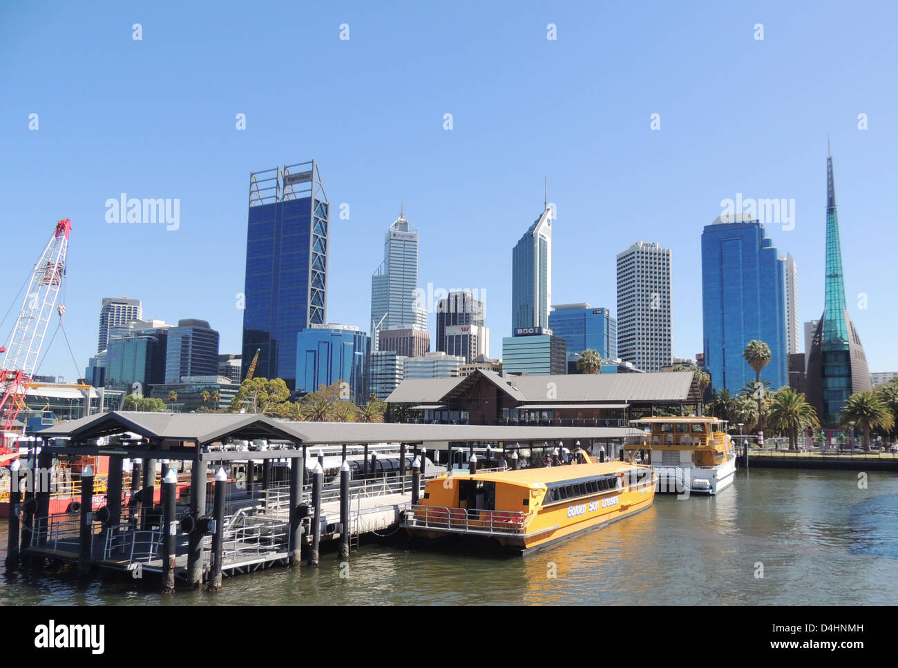 PERTH, Australia. Swan River harbour with skyscrapers beyond. Photo ...