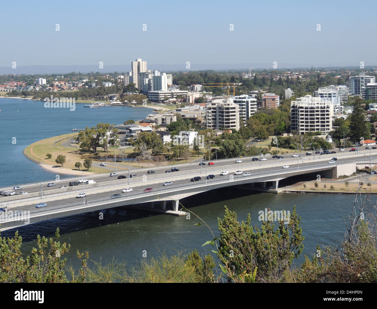 PERTH, Australia. The Narrows bridge leading to South Perth seen from ...