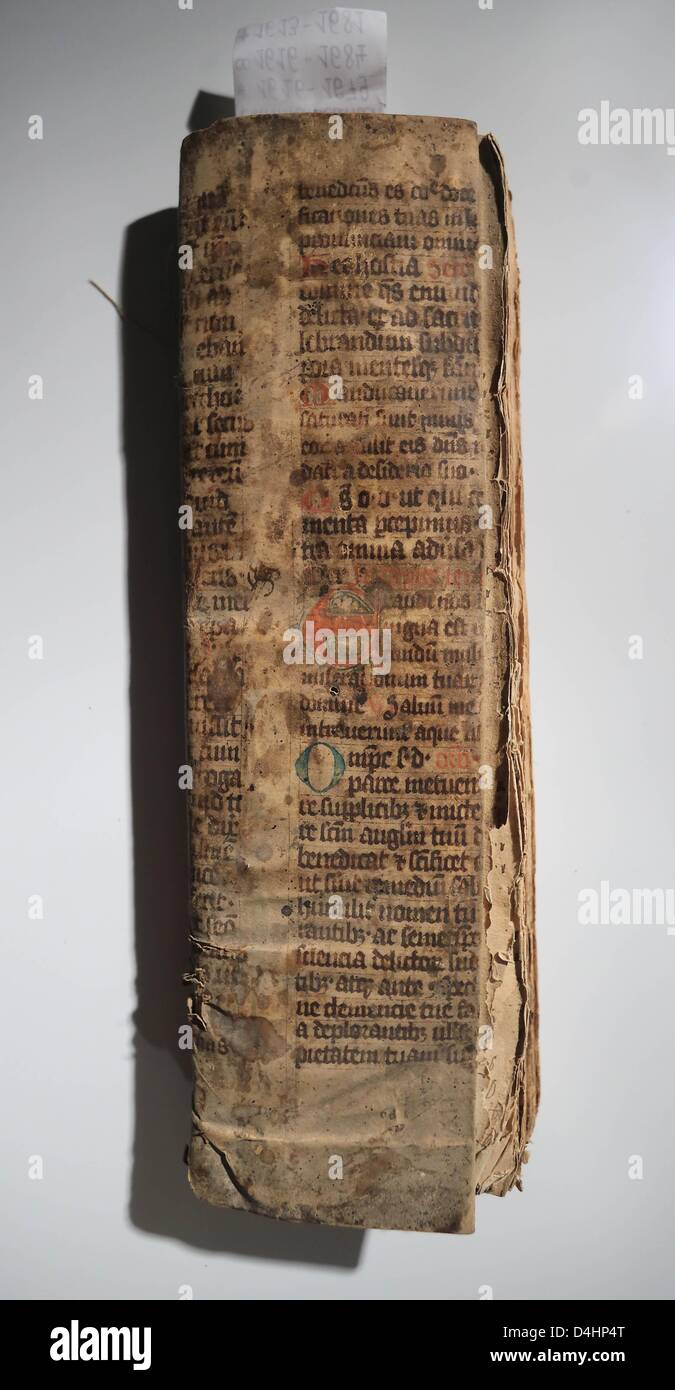 A medieval hand written document is picture during a press session in ...