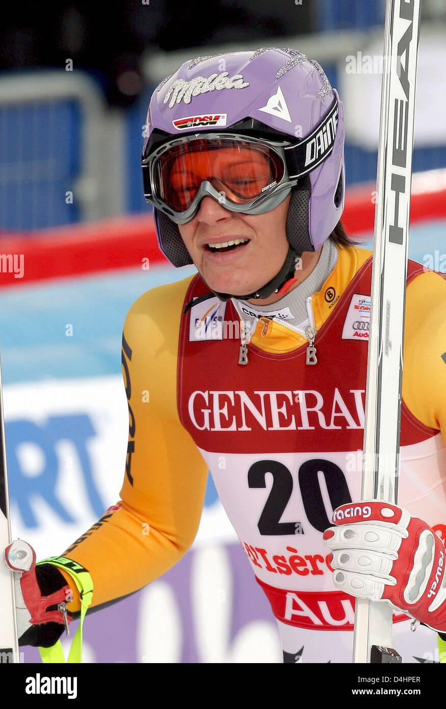 Germany?s Maria Riesch reacts in the finish after her run in the Women ...