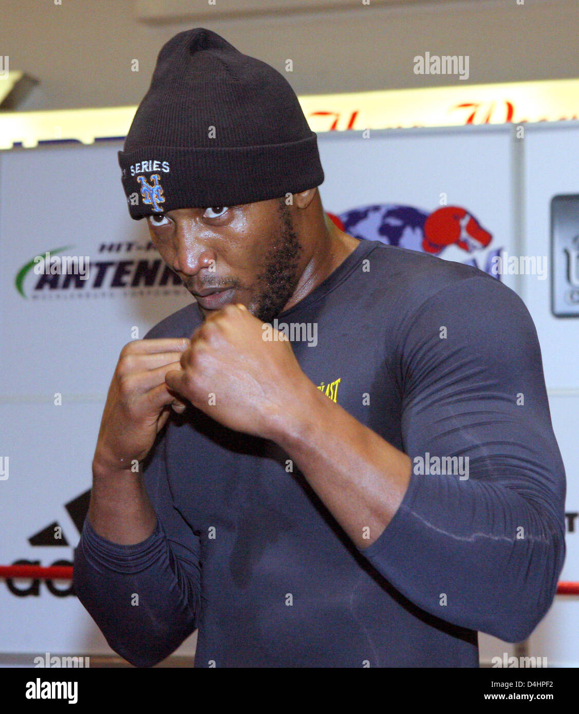 Costa Rican heavyweight boxer Carl Davis Drumond poses during a public ...