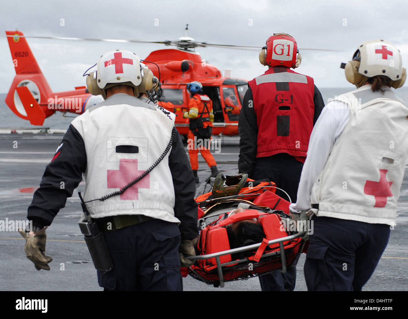A U.S. Navy aircraft carrier participated in a Medevac (medical ...
