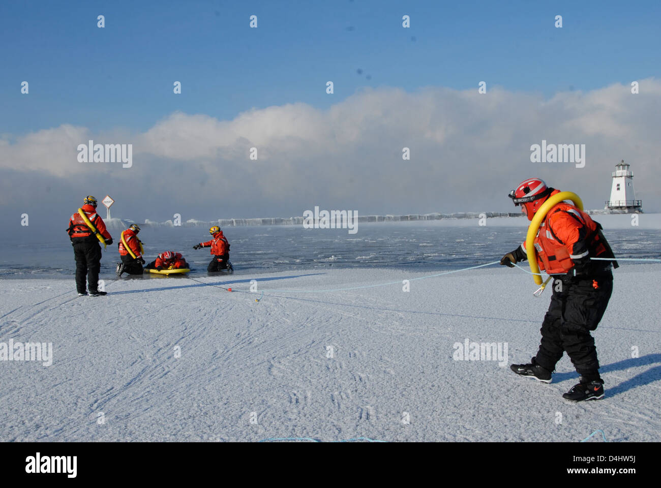 The Burlington Ice Rescue Training Drill, held in Lake Champlain ...