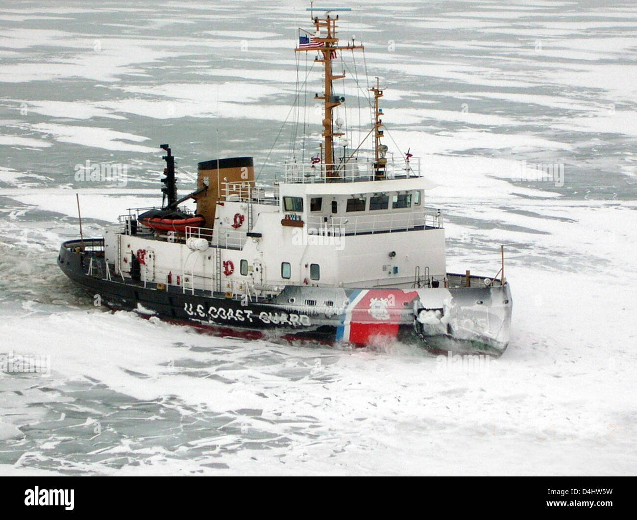 The U.S. Coast Guard Cutter Neah Bay conducted ice-breaking operations ...