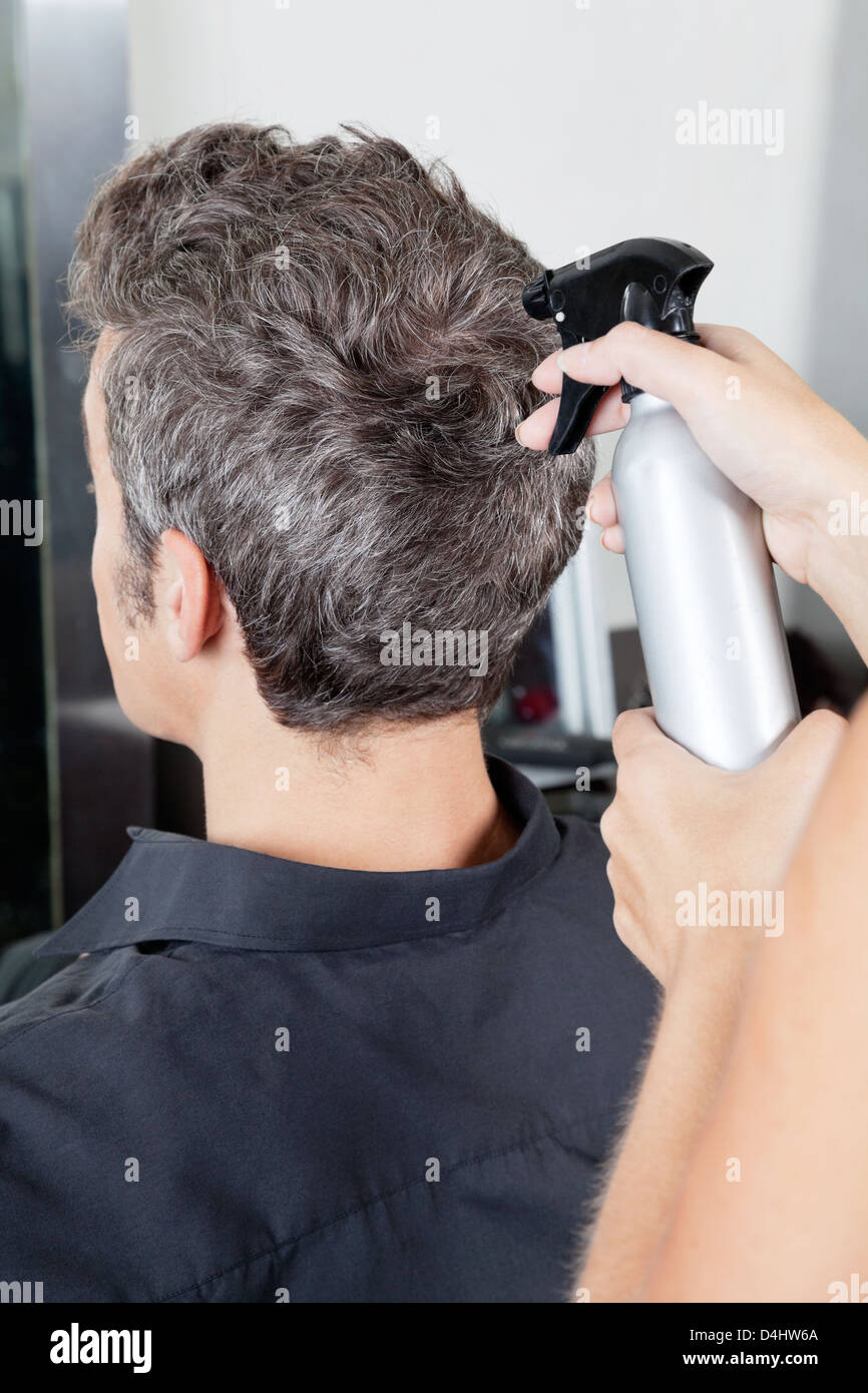 Man Getting Haircut In Salon Stock Photo - Alamy