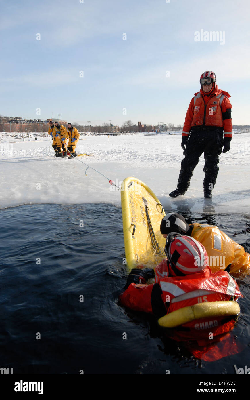 The U.S. Coast Guard conducts ice rescue training in Burlington ...