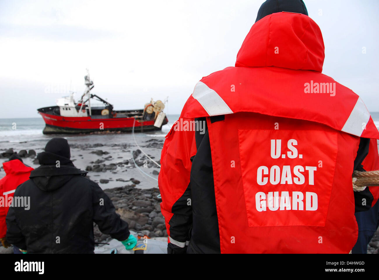Coast Guard - Fishing vessel aground Stock Photo - Alamy