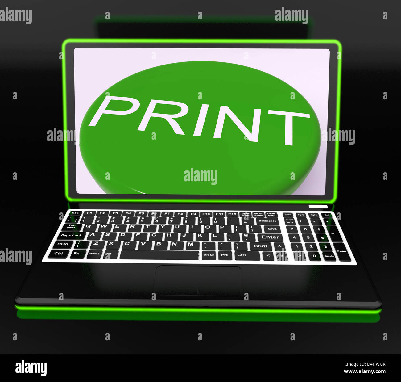 Print On Monitor Showing Printer Or Printout Stock Photo - Alamy