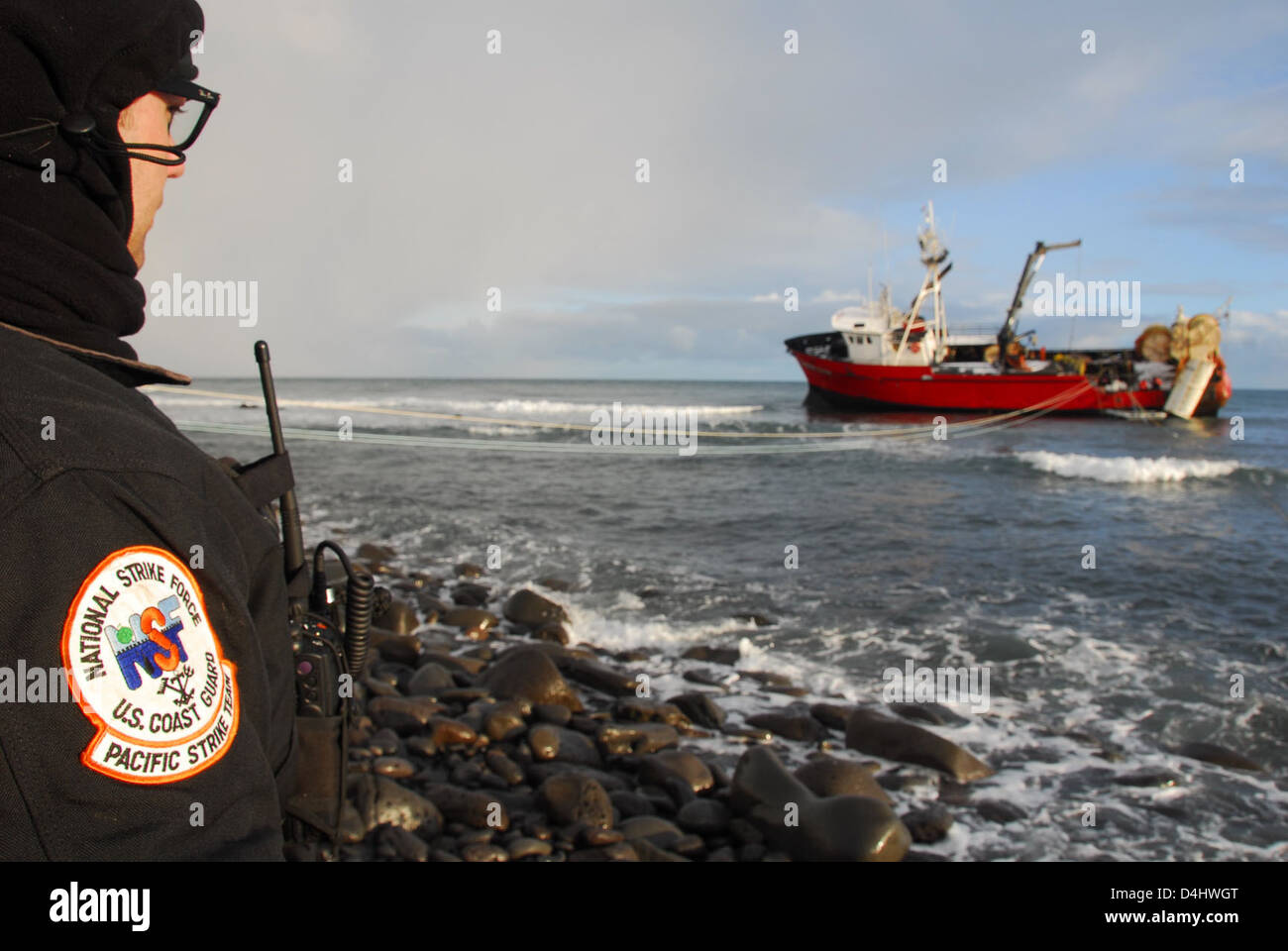 Coast Guard - Fishing vessel aground Stock Photo - Alamy