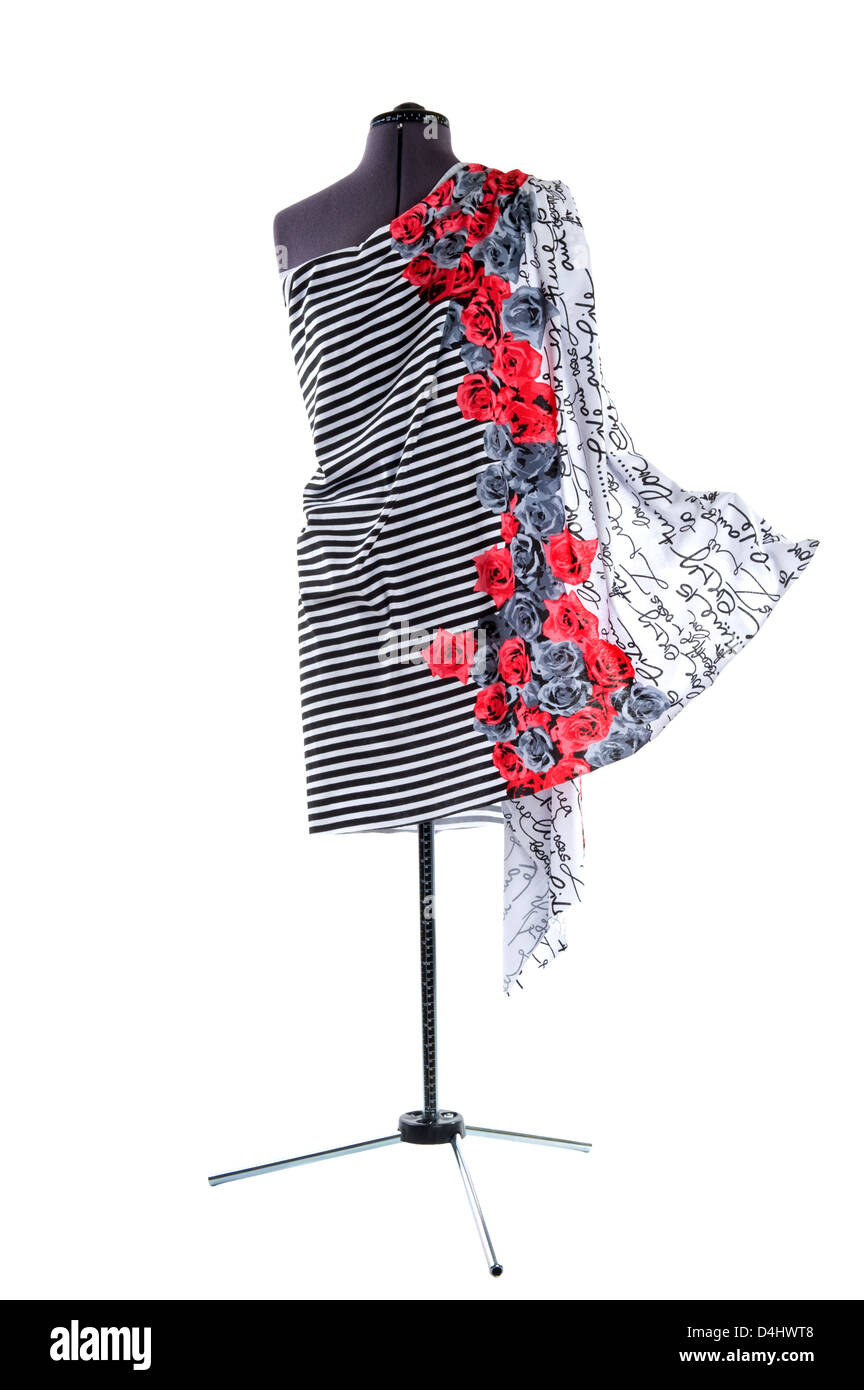 manufacturing women's clothing from fabric on a mannequin Stock Photo ...