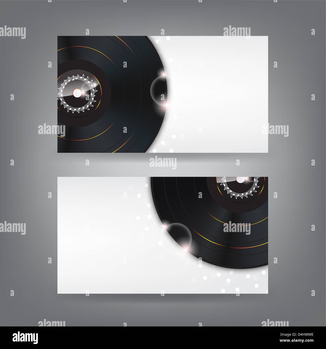 Music theme business card template with vinyl disks (Part 1 Stock Photo ...