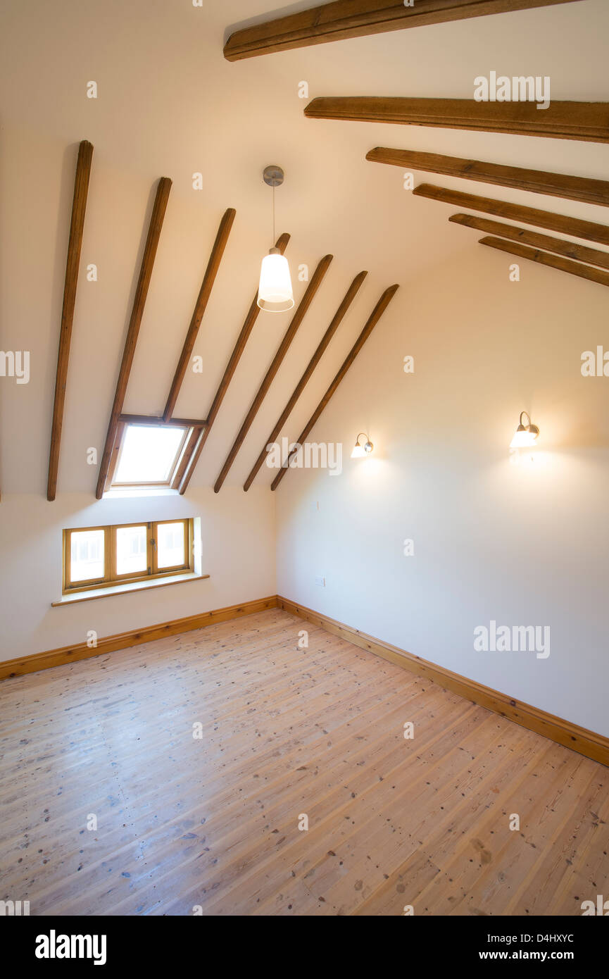 Loft conversion in a newly converted barn in rural England Stock Photo ...