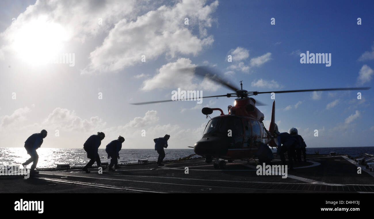 Flight quarters aboard the U.S. Coast Guard Cutter Rush involve ...