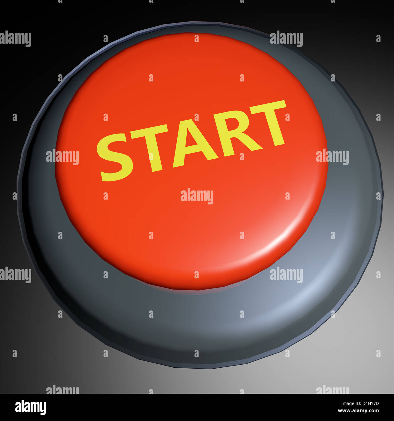 Start word on 3D rendered button Stock Photo - Alamy
