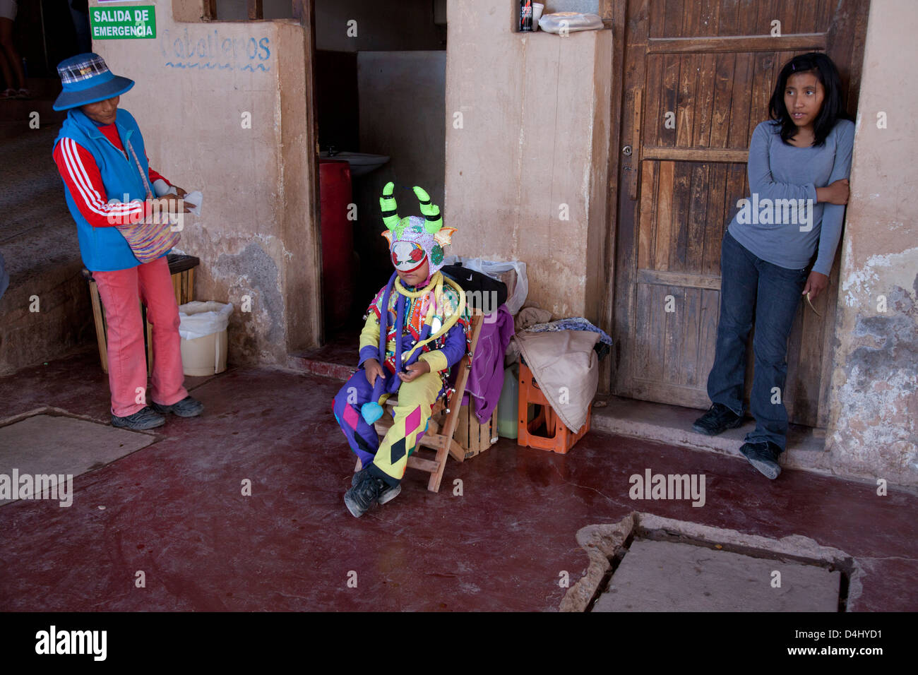 Dancers with traditional mask during carnival in Jujuy province in the ...
