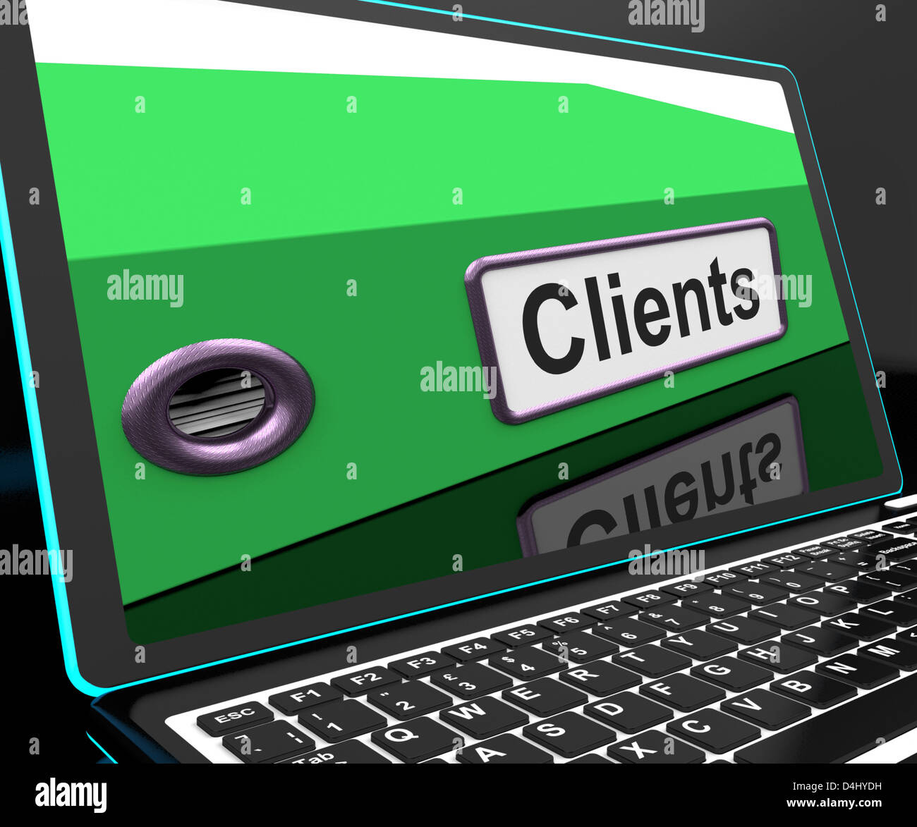 Clients File On Laptop Shows Customers Records Or Patrons Stock Photo ...