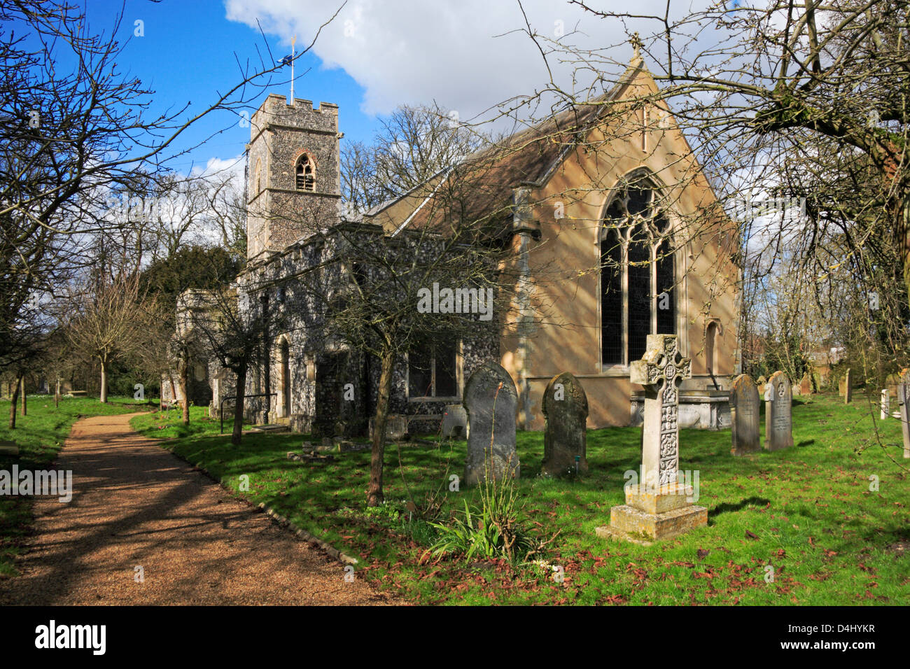 A path leading to the parish church of St Andrew at Trowse Newton ...