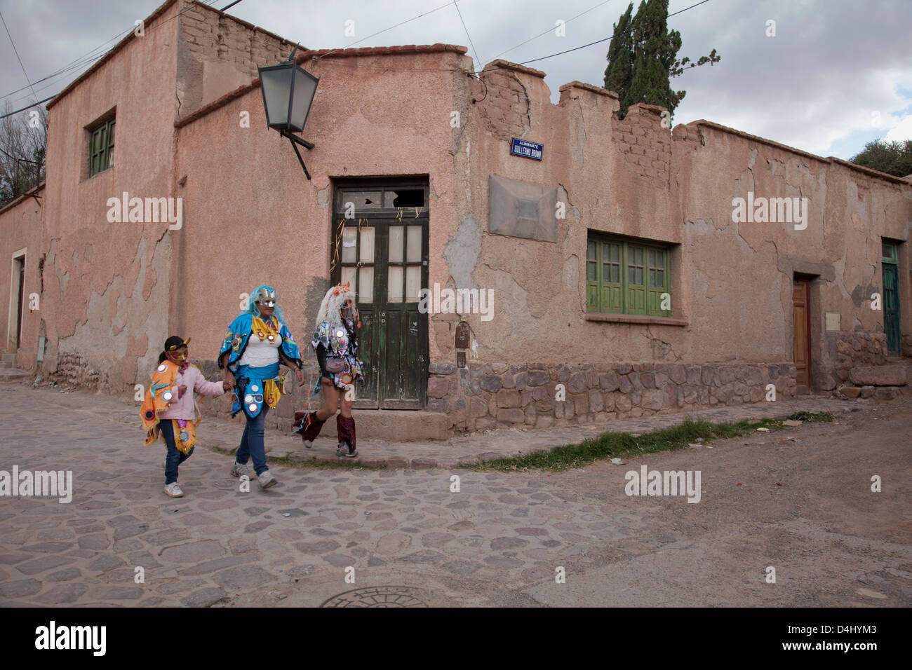 Dancers with traditional mask during carnival in Jujuy province in the ...