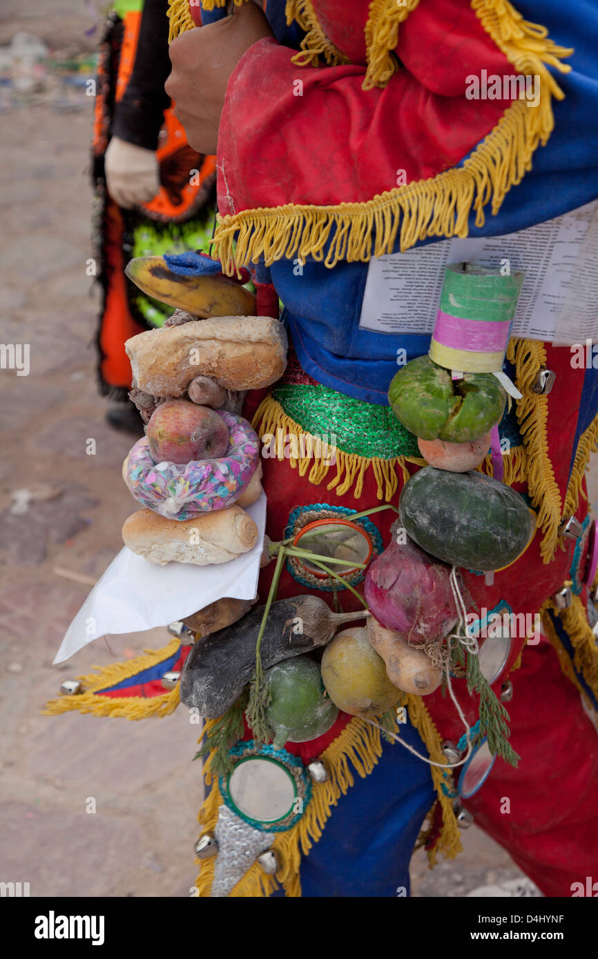 Dancers with traditional mask during carnival in Jujuy province in the ...