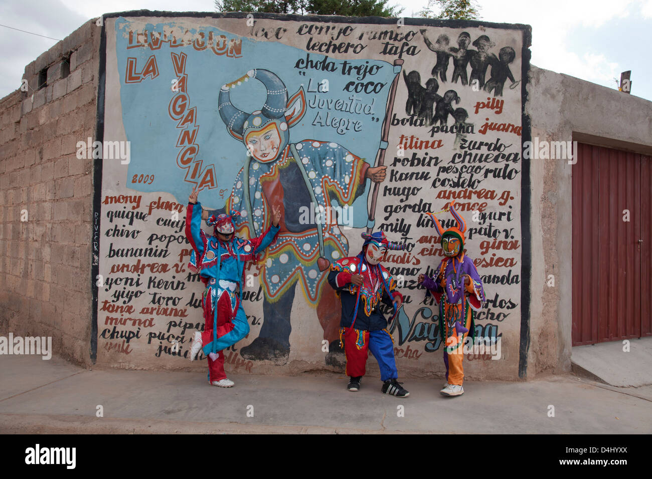 Dancers with traditional mask during carnival in Jujuy province in the ...