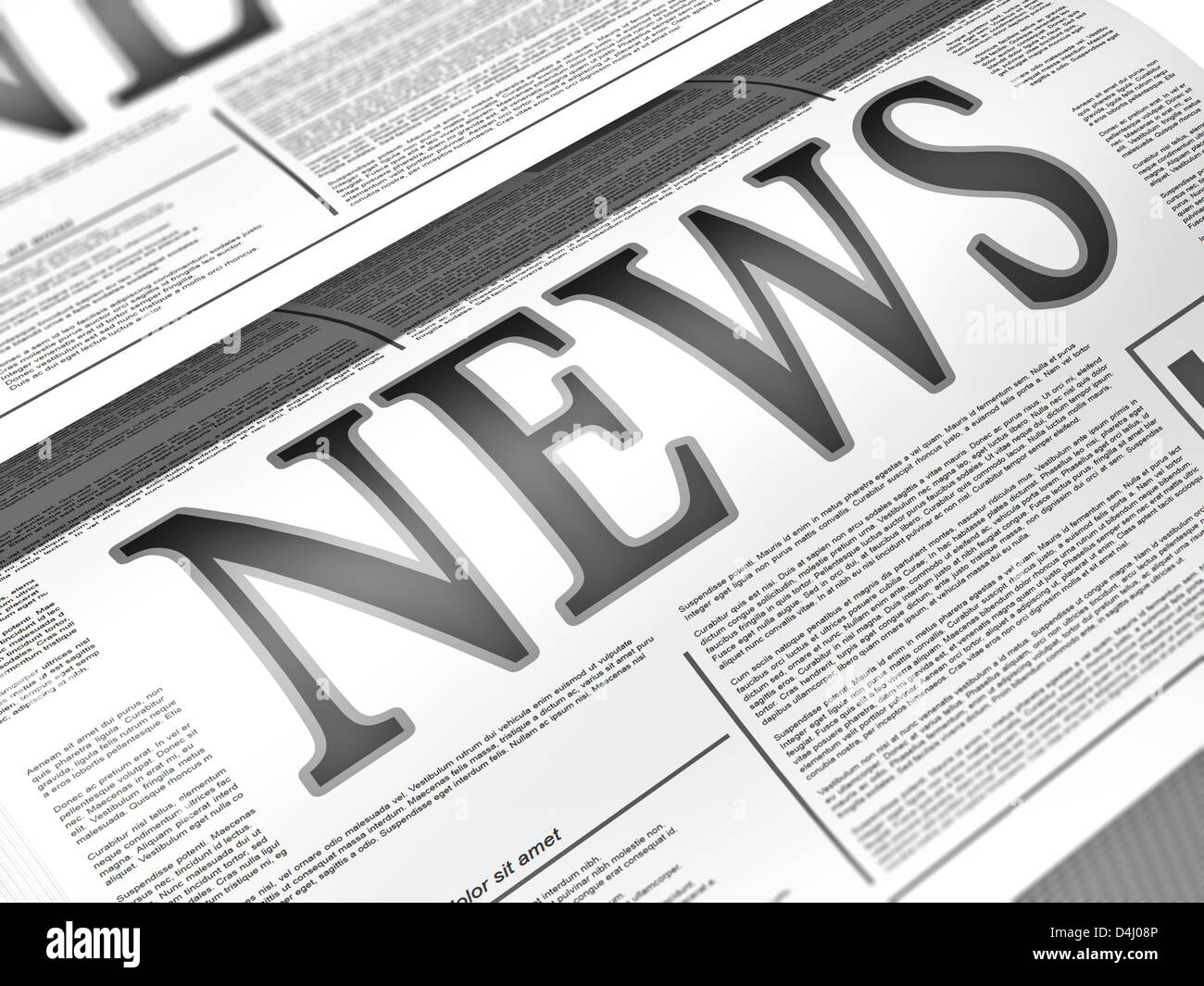 Illustration of a newspaper with news related text, lorem ipsum text ...