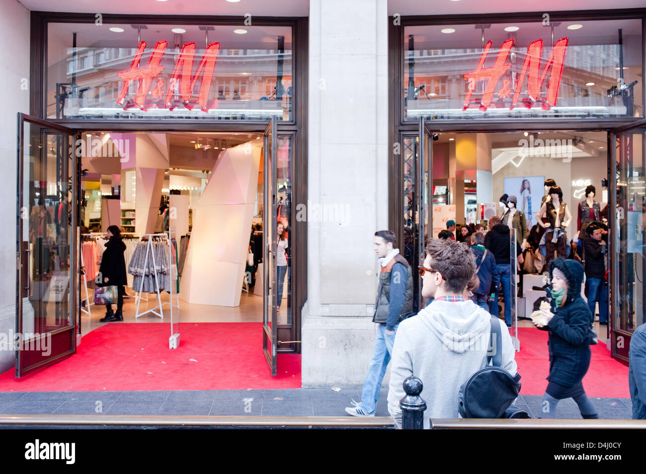 London, UK. 14th March 2013. H&M relaunches its remodelled flagship ...