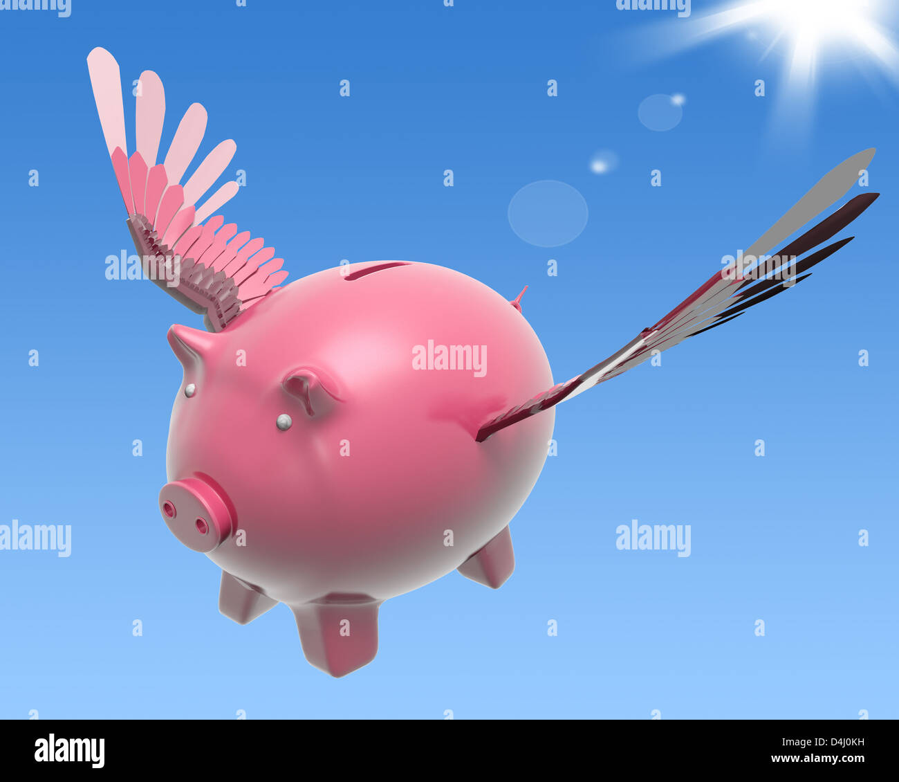Flying Piggy Showing High Prosperity And Investment Stock Photo - Alamy