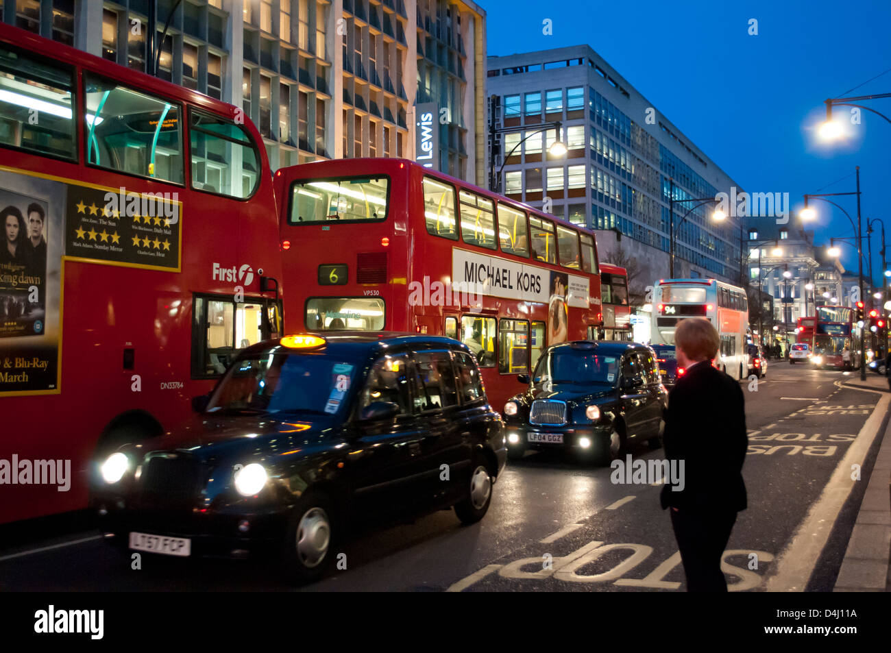 Traffic on Oxford Street at dusk, London UK Stock Photo - Alamy