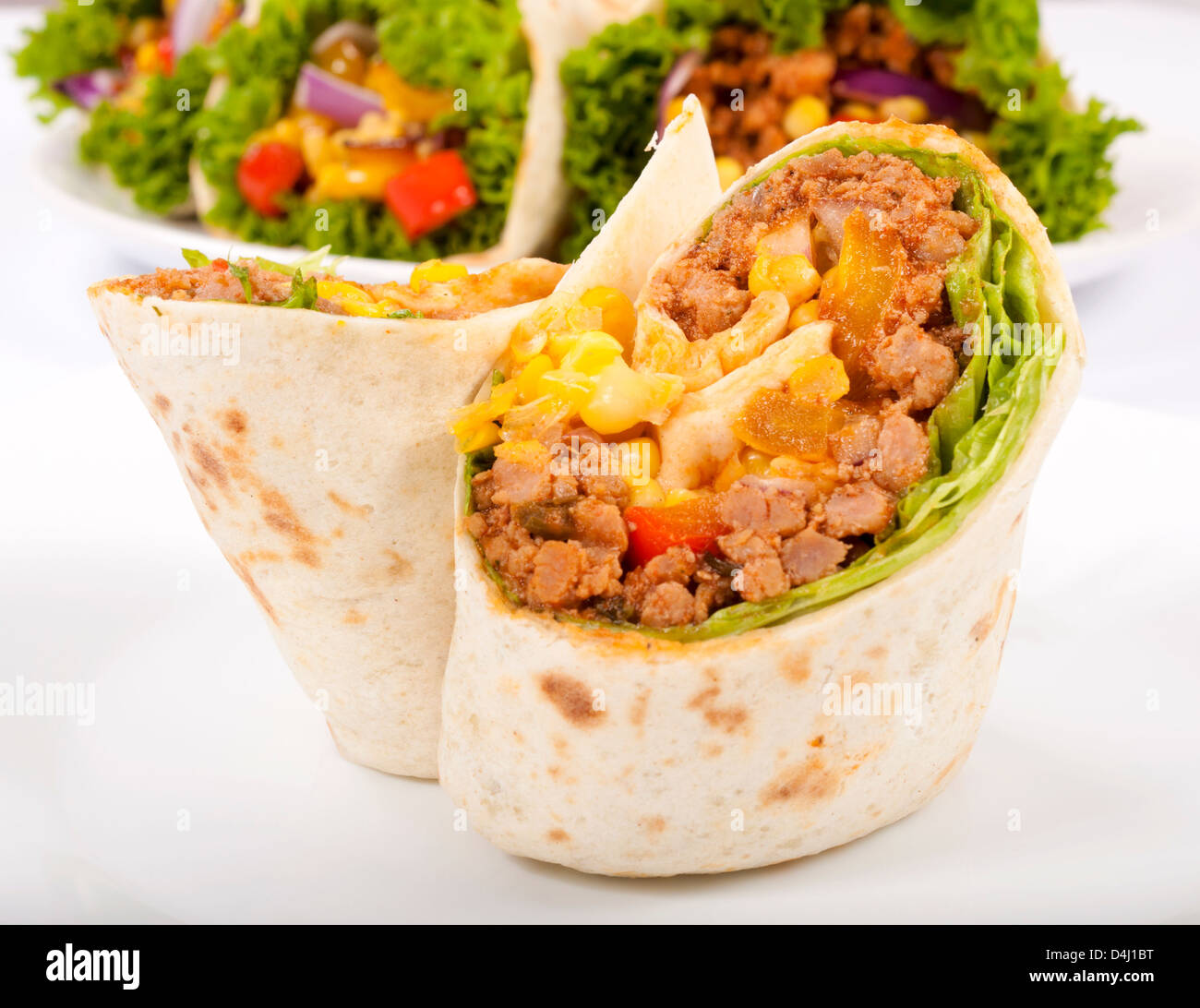 Selective focus on the vontent of burrito sandwich Stock Photo - Alamy