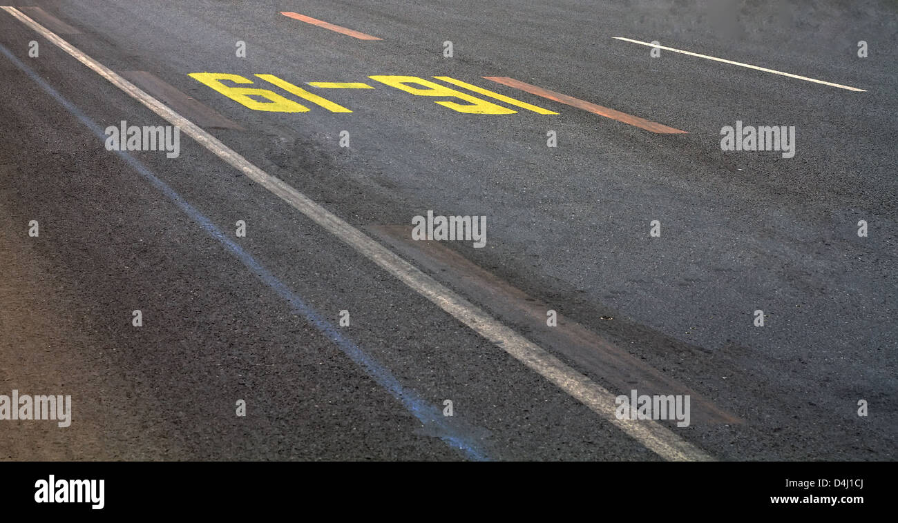 A closeup abstract view of a road street, with rush hour path for ...