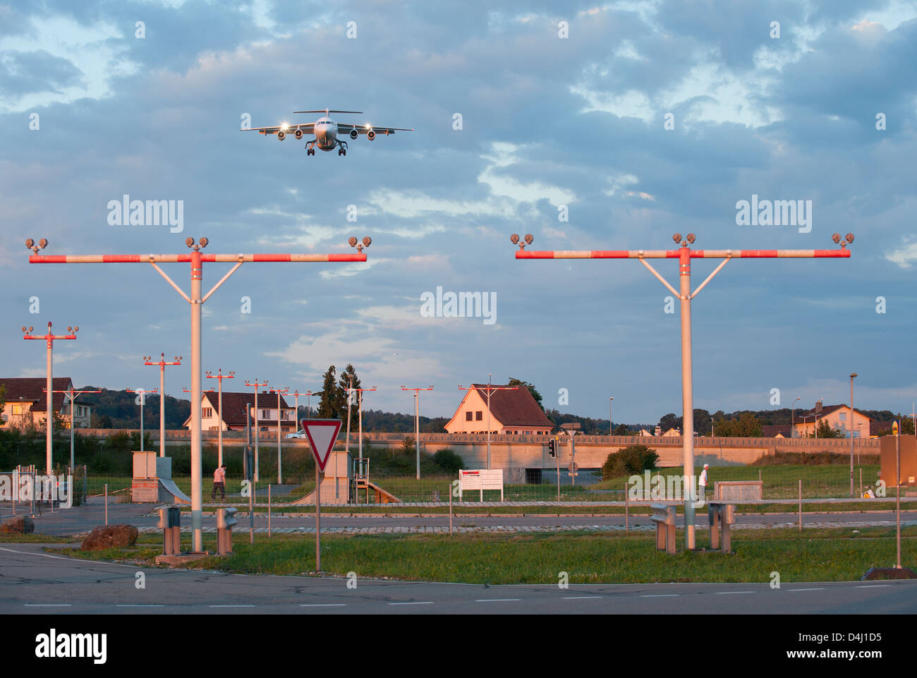 Zurich, Switzerland, aircraft on approach to Zurich Airport Stock Photo ...