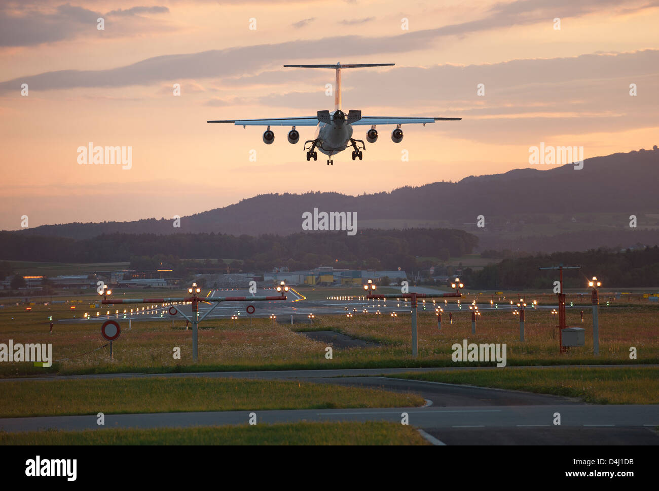 Zurich, Switzerland, aircraft on approach to Zurich Airport Stock Photo ...