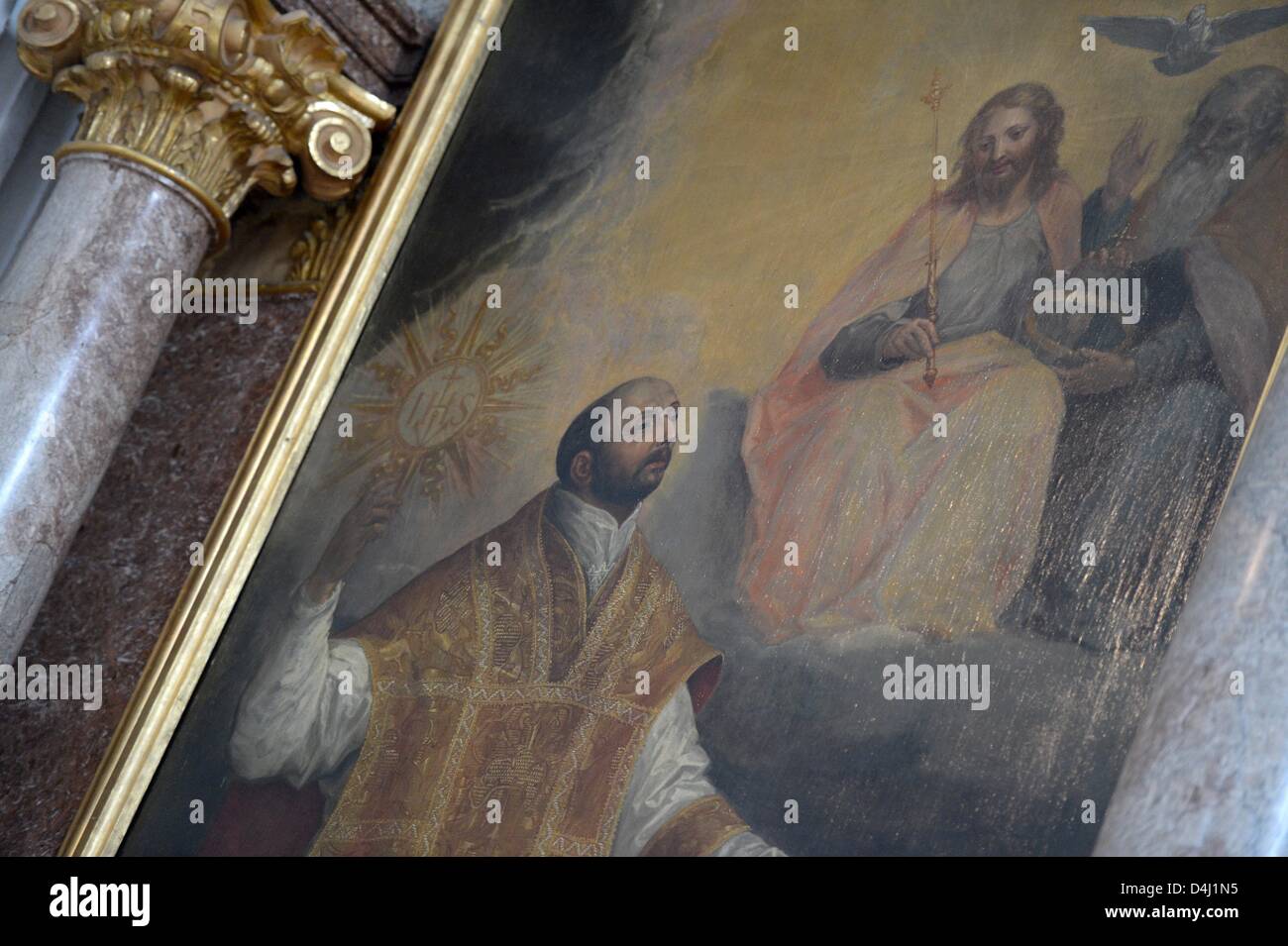 A painting of Ignatius of Loyola, the founder of the Society of Jesus ...